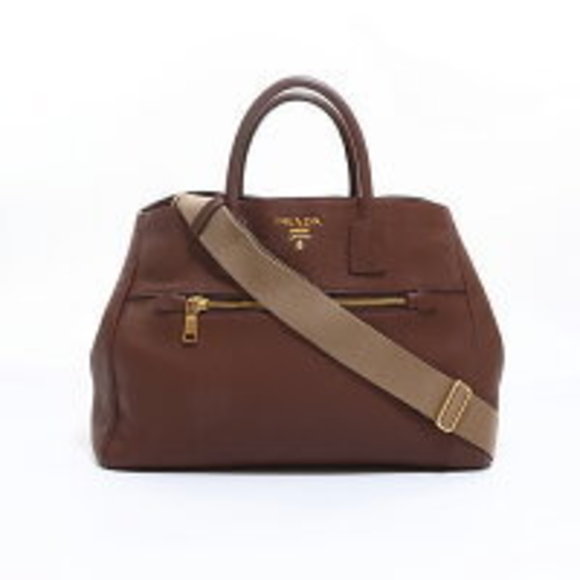 Prada | Bags | Prada Leather Tote Bag Brown | Poshmark